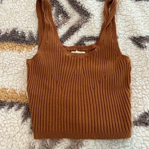 Tops | Orange Ribbed Tank | Poshmark